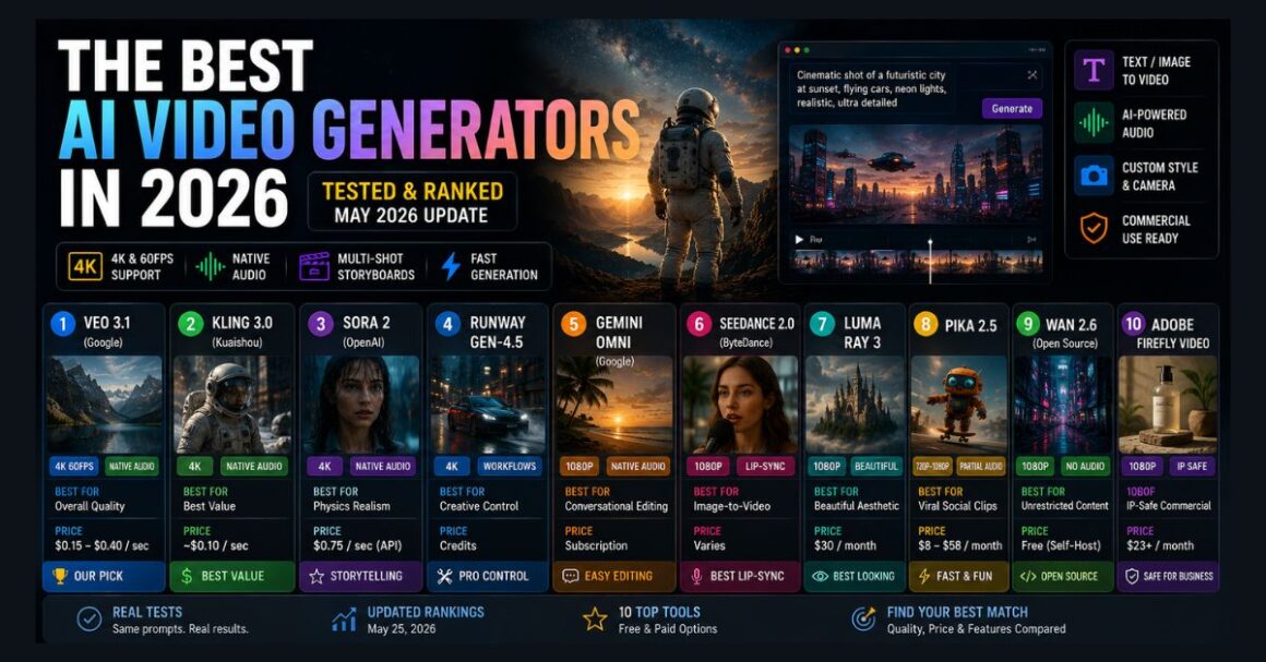10 Best AI Video Generators in 2026 (Tested & Ranked)