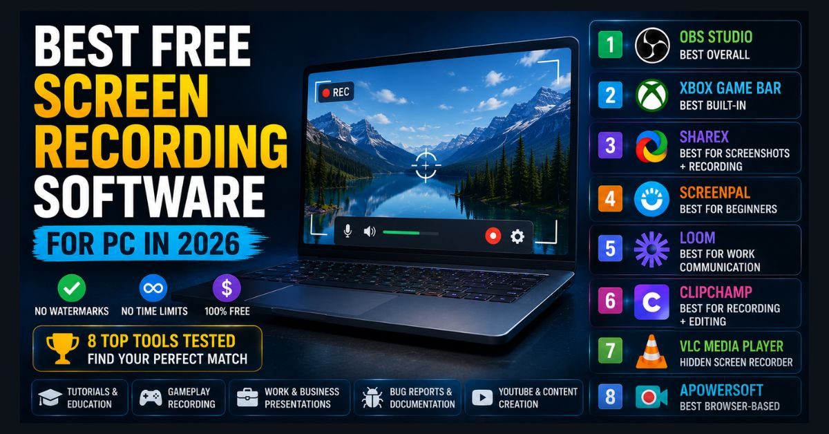 8 Best Free Screen Recorders for PC in 2026 (No Watermark)