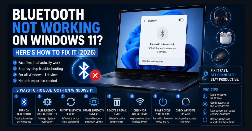 Bluetooth Not Working on Windows 11? 9 Fixes (May 2026)