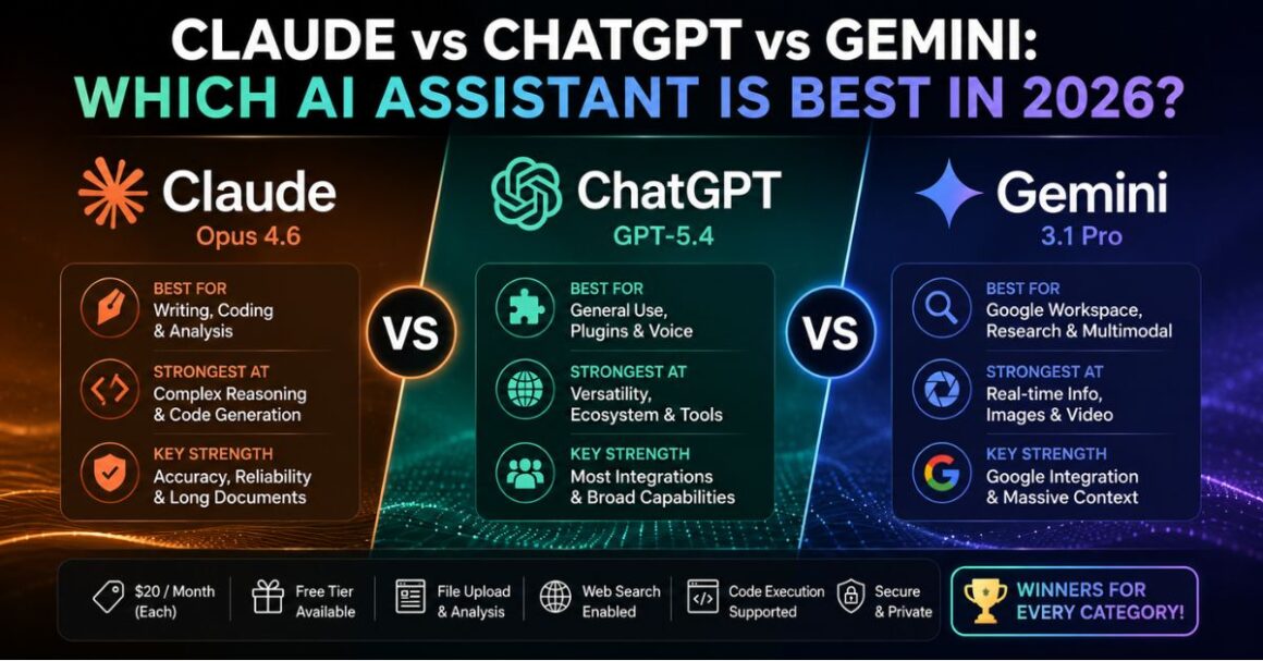 Claude vs ChatGPT vs Gemini: Which AI Is Best in 2026? (Tested)