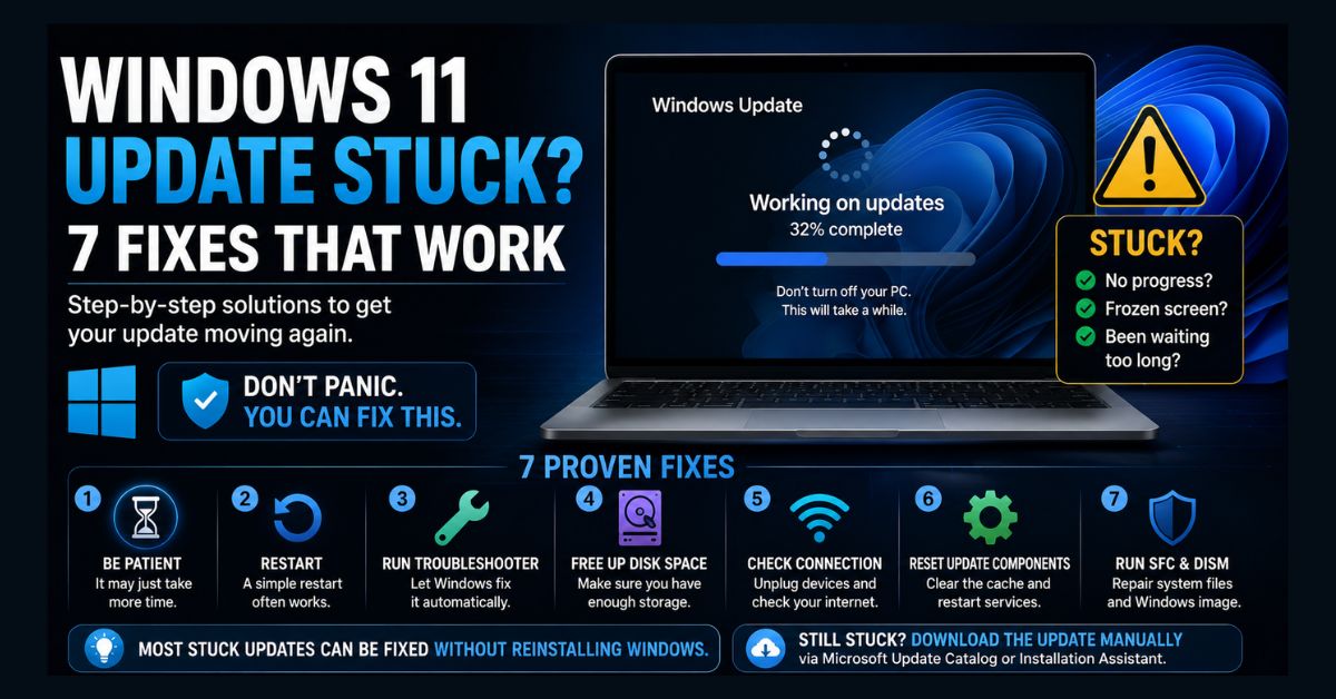 Windows 11 Update Stuck? 7 Fixes That Actually Work
